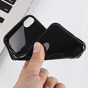 BLLQ Compatible with iPod Touch 7 Case ，iPod Touch 6 Case, iPod Touch 5 Case,Black Glossy TPU Soft Slim Light Thin Cover Skin Case Compatible with iPod Touch 5th / 6th / 7th Gen, Black