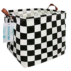 LANGYASHAN Square Storage Baskets Waterproof Canvas Children Laundry Nursery Hamper for Shelves Gift Baskets Toy Organizer Room Decor (Square Racing flag)