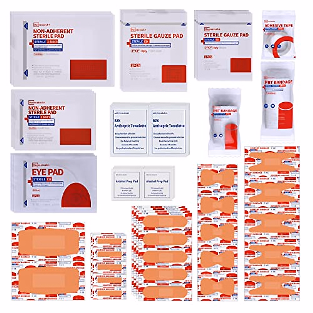 [New Upgrade] Homestockplus First Aid Kit Refill -Extra Replacement Supplies for First Aid Kits, Loose Packed Restock Supply Pack -75 Piece