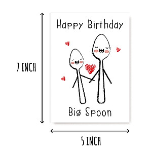 OystersPearl Happy Birthday Big Spoon - Cute Happy Birthday Card Funny Love Romantic Sweet - Valentine's Day Card - Happy Birthday Card