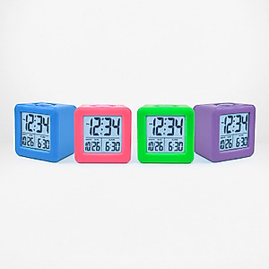 Equity 73005 Blue Soft Cube LCD Alarm Clock with Smart Light