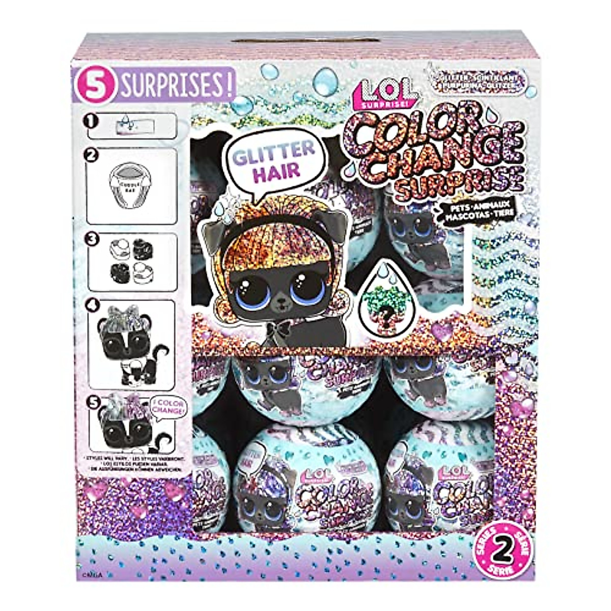 L.O.L. Surprise! LOL Surprise Glitter Color Change Pets with 5 Surprises- Collectible Pet Including Glittery Accessories, Holiday Toy, Great Gift for Kids Girls Boys Ages 4 5 6+ Years Old