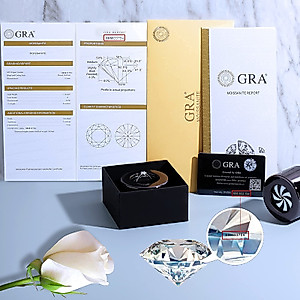 JINAO 1.0 Carat Classical Moissanite Iced Out Prong Ring Platinum Plated Sterling Silver Round Cut Solitaire Ring Engagement Promise Wedding Eternity Band for Women(Platinum,7)