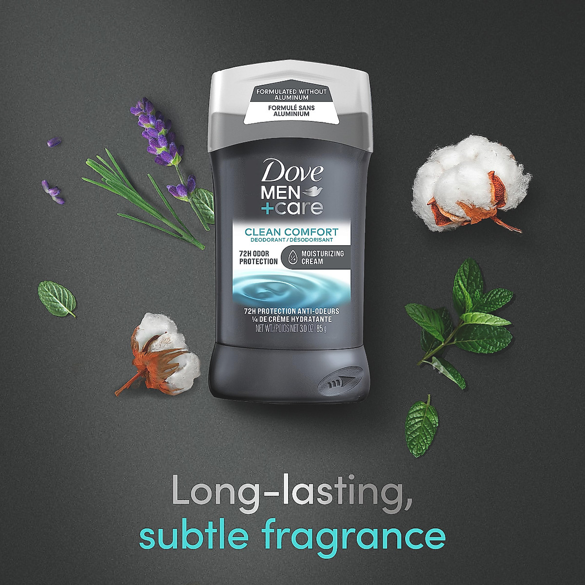 DOVE MEN + CARE Deodorant Stick for Men Clean Comfort 4 Count Aluminum Free 72-Hour Odor Protection Mens Deodorant with 1/4 Moisturizing Cream 3 oz (Pack of 4)