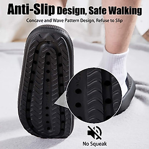 rosyclo Pillow Slipers for and Men, EVA Flat Clouds Massage Shower Bedroom Non Slip Quick Drying Open Toe Super Soft Comfy Thick Sole Puffy Bath Sliders Sandalias, Black
