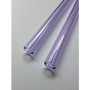Set of Two-Beautiful, Crystal clear, Purple Drink Straws 9.5mm x 8" w/brush