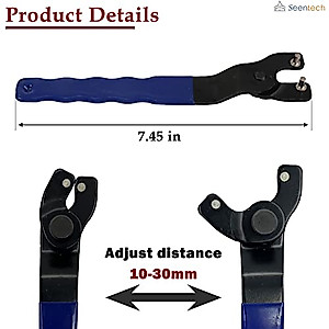 Seentech Upgraded SEWA20 Adjustable Lock-nut Grinder Wrench Compatible with Makita Bosch Milwaukee Angle Grinder Power Tools - Range of 0.5 to 1.25 inches, 7.45 Length x 1.5 Width inches (Pack 1)