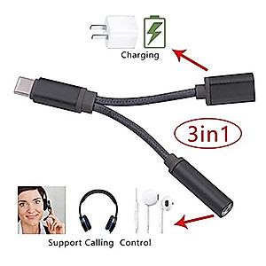 Kingjinglo USB C to 3.5 Mm Headphone Jack Adapter Compatible with Type C to Headphone Auxiliary Cable Digital Audio Converter Type-c Adapter Cable