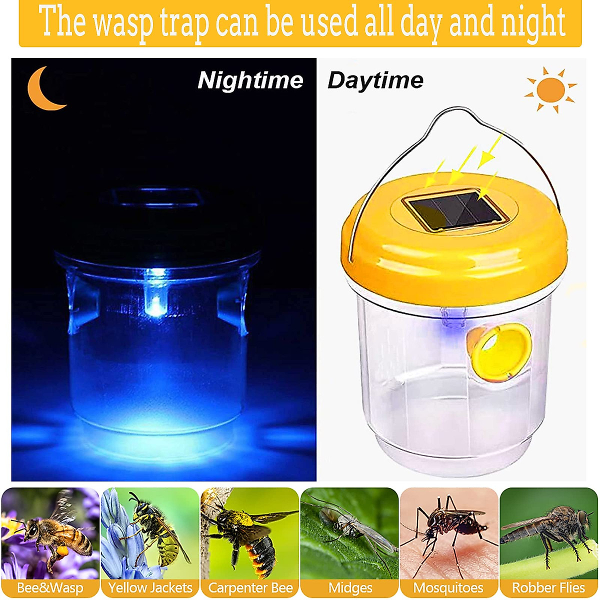 FORLUCIX Wasp Trap,2 Pack Wasp Traps Outdoor Hanging,Yellow Jacket Trap,Carpenter Bee Traps for Outdoors,Bee Traps for Outside,Reusable Hanging Hornet Trap
