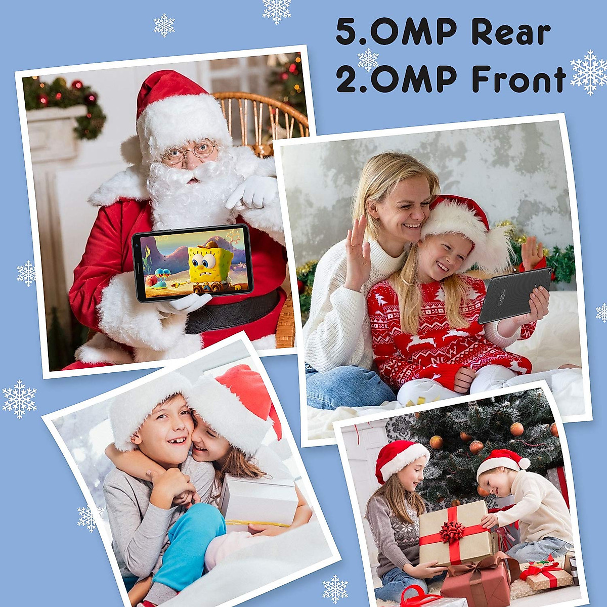 DUODUOGO Android 10.0 Tablets 3GB RAM 32GB ROM 128GB Extended, 4 Core 1.6Ghz CPU, Dual Camera, 8 Inch WiFi Tablet PC (Gray)