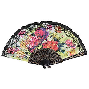 FKJLUN Handmade Folding Fan Chinese Style Lace Hand Held Folding Fan Portable Cooling Fan Flowering Fan Dance Party Wedding Decor Handheld Fan (Color : C)