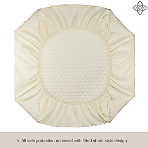 Bioweaves 100% Organic Cotton Mattress Pad Cover, GOTS Certified Cooling Quilted Fitted Mattress Topper & Protector with Soft Cotton Wadding - 20 Inch Deep Pocket, California King