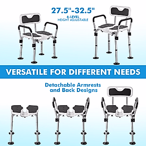 FORTEMOTUS Step Stool with Handle with Shower Chair for Inside Shower - U-Shape Seat Heavy Duty Shower Chair
