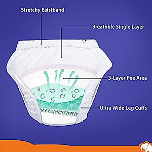 BIG ELEPHANT Baby Potty Training Pants, Ultra Wide Pee-Proof Side Wing Underpants 6 Pack, 3T