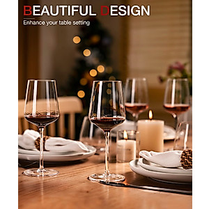 LUNA & MANTHA Wine Glasses Set of 4, 15 oz Hand Blown Crystal Red Wine Glasses, White Modern Wine Glasses with Stem, Ideal Gift for wine Set, Toasting at Weddings or Birthdays