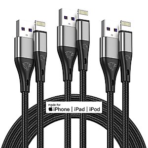 3Pack [ Apple MFi Certified ] 6FT iPhone Charger Cable, Lightning Cord Nylon Braided Charging Cables 6 Foot for iPhone 13/12/11/Pro/Xs/XS Max/XR/X/8 Plus/7 Plus/6 Plus/iPad/iPod/Mini/Air(Grey)