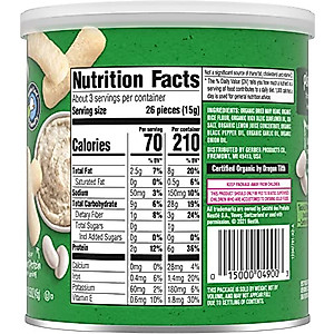 Gerber Snacks for Baby Organic Lil Crunchies, Plant-tastic, White Bean Hummus, 1.59 Ounce