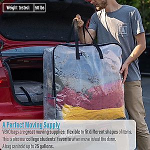VENO 5 Pack Moving Bags, Wreath Storage Bag, Garland Container, Moving and Packing Supplies for College. Moving Boxes Alternative, Under the Bed Storage, Storage Bags for Comforter (Clear, 5 Pack)
