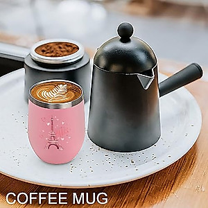 Paris France Eiffel Tower Souvenir Insulated Wine Tumbler with Lid Stainless Steel Travel Mug Coffee Cup for Cold & Hot Drinks