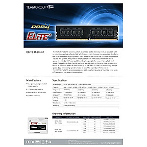 TEAMGROUP Elite DDR4 64GB Kit (2 x 32GB) 3200MHz (PC4-25600) CL22 Unbuffered Non-ECC 1.2V UDIMM 288 Pin PC Computer Desktop Memory Module Ram Upgrade - TED464G3200C22DC01