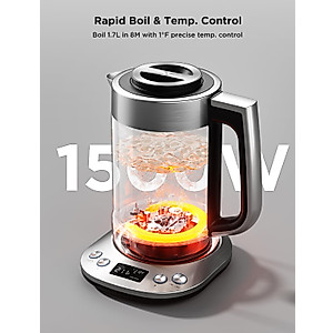 GoveeLife Smart Electric Kettle with Tea Infuser for Loose Leaf Tea, 1.7 L Electric Tea Kettle with Brewing Program, Variable Temperature Control, 2 H Keep Warm & Auto Shut off, BPA Free, Sliver