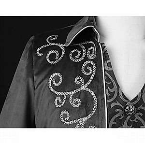 Bobaobao Steampunk Gothic Victorian Jacket Vintage Tailcoat Medieval Frock Coat Renaissance Costume for men(Black, X-Large)