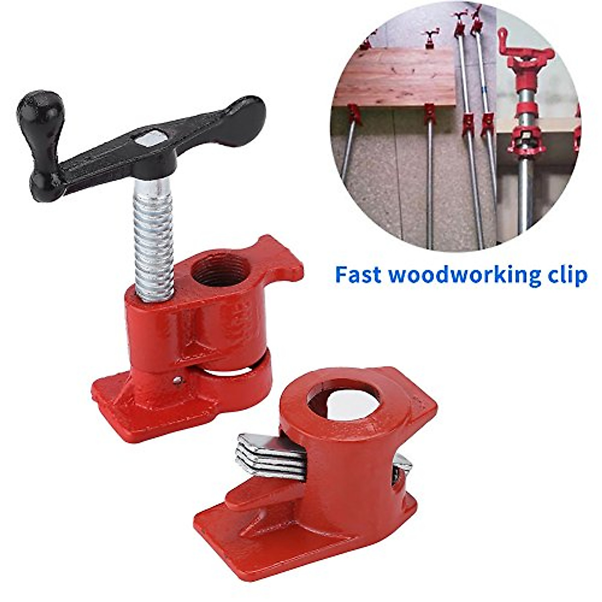 Acogedor Pipe Clamping Set, 3/4 Wood Gluing Pipe Clamp Set, Duty Woodworking Cast Iron Tool