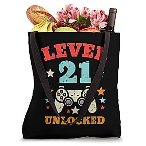 Level 21 Unlocked Video Gamer Boy Men Son 21st Birthday Tote Bag