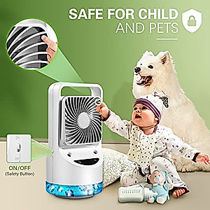HeaBoom 90° Auto Oscillation Portable Air Conditioner, 4000mAh Rechargeable Evaporative Cooler Humidifier, Mini Conditioner with 7 Color Lights, Aroma Discs, Desk Cooling Fan, White
