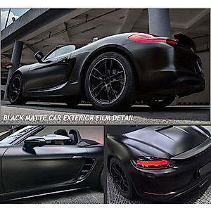 Matte Black Vinyl Wrap Roll with 2 Pcs Tool Kit, Car Wrap Vinyl Self Adhesive Film, Vinyl Wrap with Air Release Technology, Perfect for Cars DIY Exterior Interior Protection (Matte Black, 5ft x 1ft)