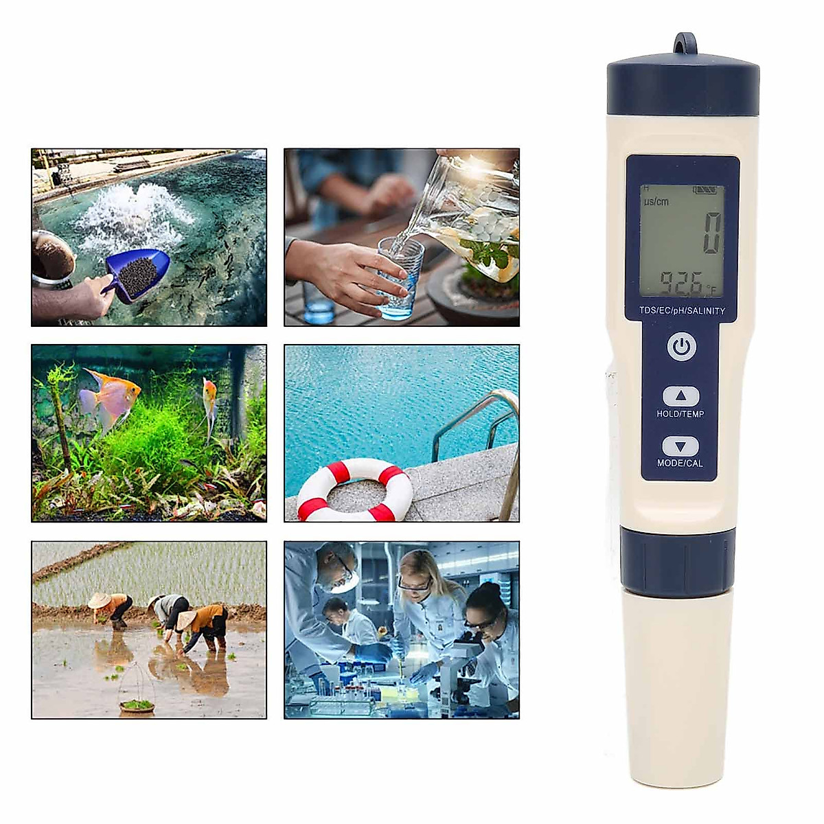TDS Meter Digital Water Quality Tester, 5in1 Multifunctional PH/Salinity/Tem/TDS/EC Meter 0.01 Resolution High Accuracy Digital Water Tester for Household Drinking, Pool and Aquarium