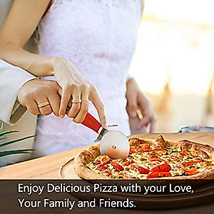 SCHVUBENR Premium Pizza Cutter - Stainless Steel Pizza Cutter Wheel - Easy to Cut and Clean - Super Sharp Pizza Slicer - Dishwasher Safe - Handles Large and Small Pizza - Corte De Pizza(Red)