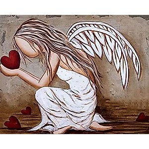 5D Angel Girl Diamond Painting DIY Full Round Drill Crystal Rhinestone Embroidery Art Painting for Bar Cafe Garage Home Gift Birthday Wedding （8x12Inch）