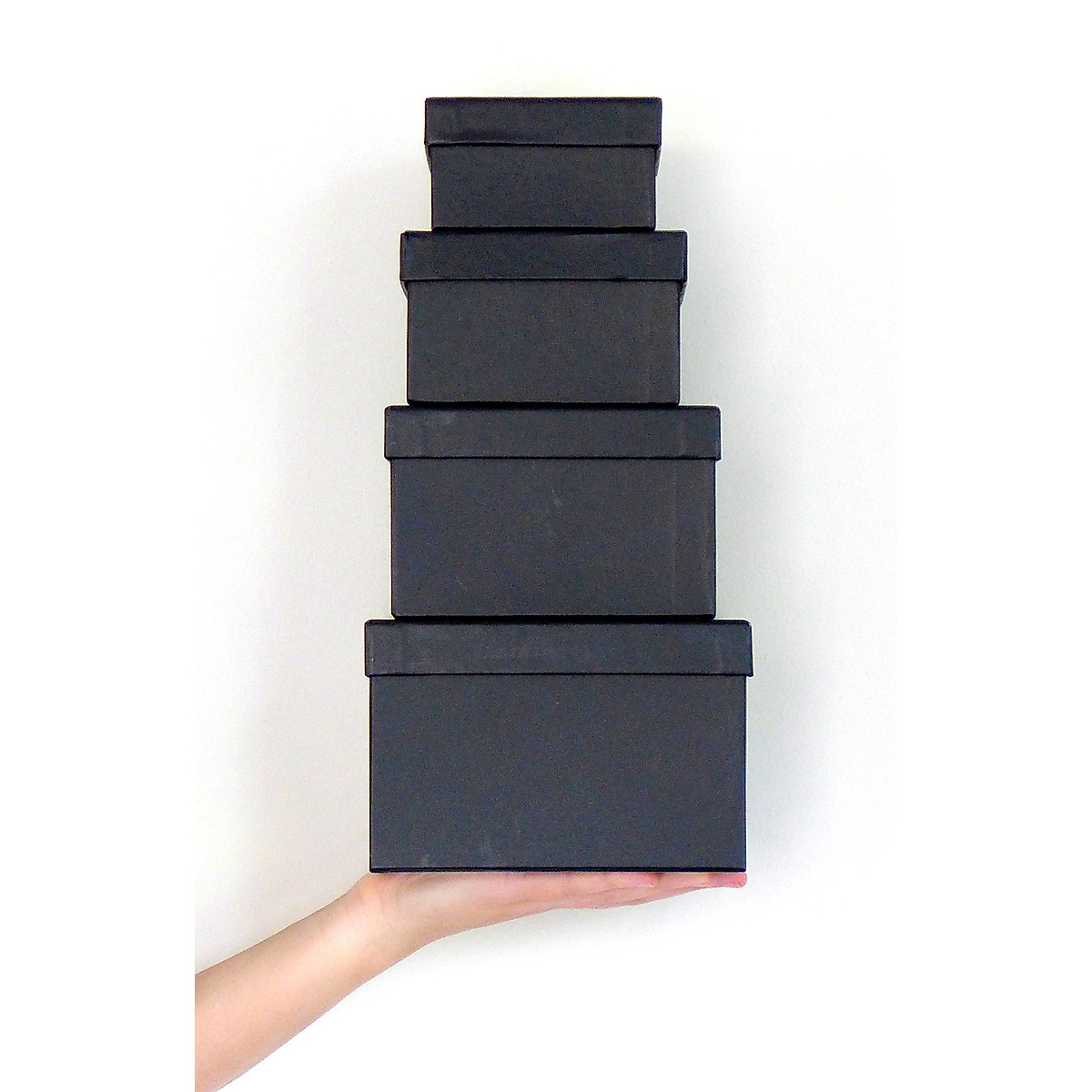 Cypress Lane Square Rigid Gift Box, a Nested Set of 4, 3.5x3.5x2 to 6x6x4 inches (Red)