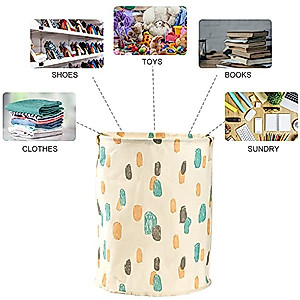 Collapsable Canvas Fabric Laundry Baskets,Clothes Hamper for Kids Bedrooms,Dirty Laundry Basket with Easy Carry Handles for Clothes Toys Collection,17.3(H)X13.8(D)