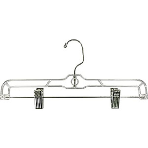Jeronic 12 Pack Slack Pant Hangers Skirt Hangers with Clips, Clear