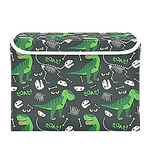 innewgogo Dinosaur Storage Bins with Lids for Organizing Collapsible Storage Boxes with Handles Oxford Cloth Storage Cube Box for Bed Room