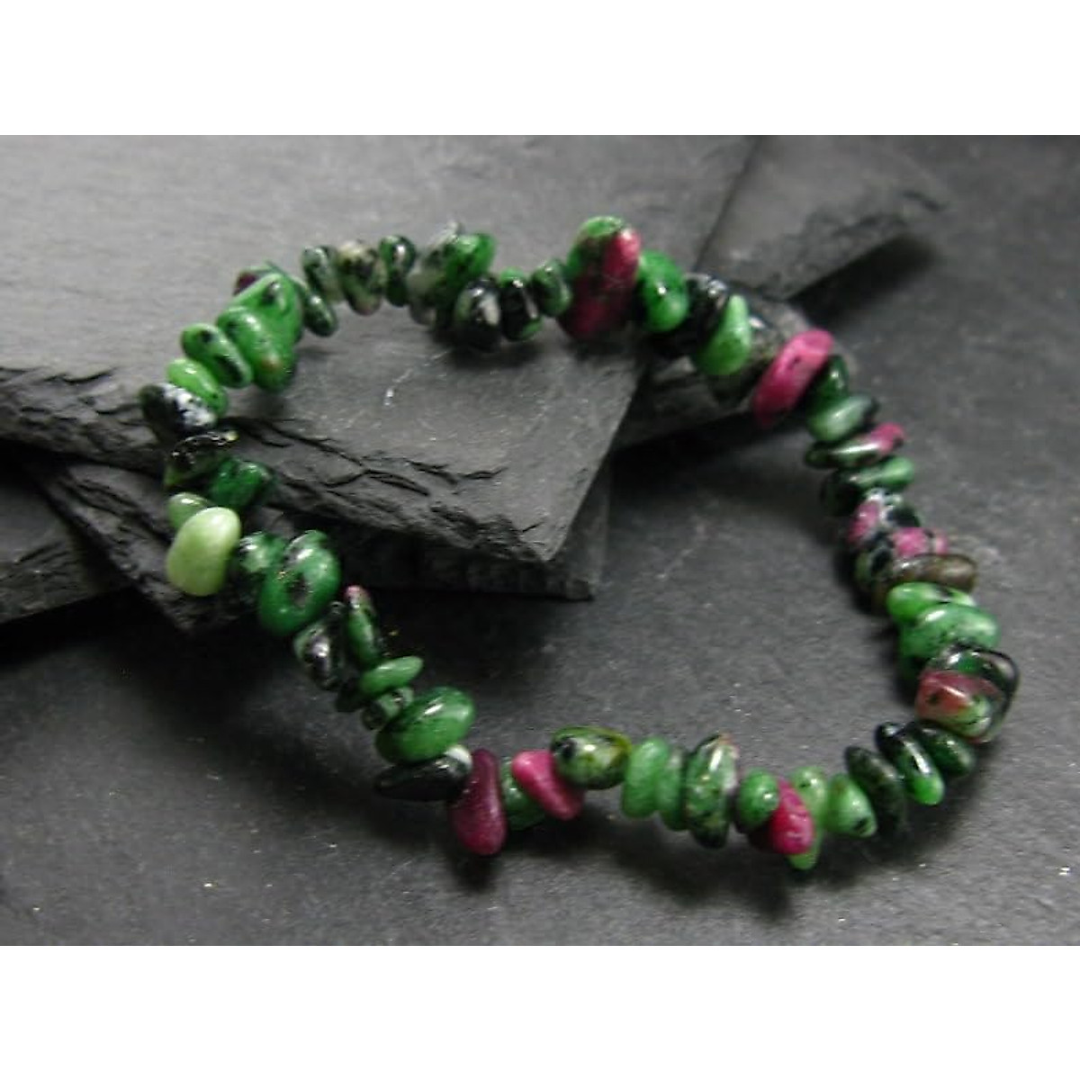 LKBEADS Natural Ruby in Zoisite 4-5mm nugget smooth 7inch Semi-Precious Gemstones Beaded Bracelets for Men Women Healing Crystal Stretch Beaded Bracelet Unisex