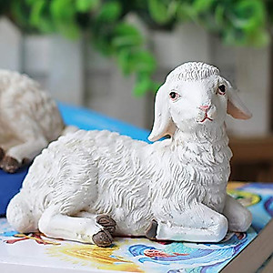PHNAM Miniature Statue Sheep Resin Statue 2Pcs Outdoor Lawn Decoration Gardening Doll House Bonsai Potted Decorative Animal Statue