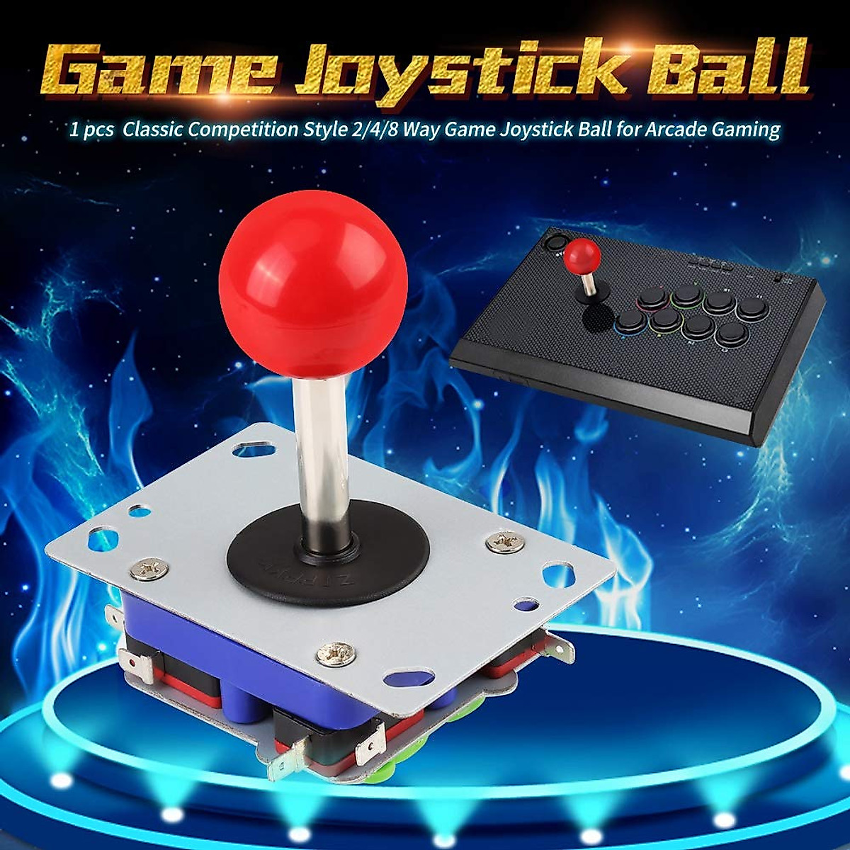 1pcs Arcade Joystick, Adjustable Competition Style Long Handle Joystick Classic 2/4/8 Way Game Joystick Ball for Arcade Gaming Cabinet Button Kit