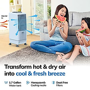 Portable Air Conditioner Symphony Bonaire 3-in-1 Evaporative Air Cooler with Remote Control, Timer, Auto Swing, for Home, Office (Diet 8i)