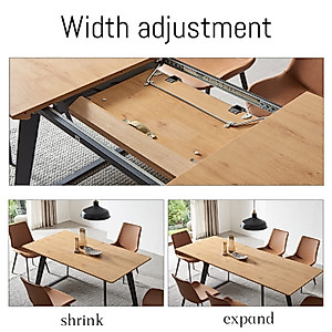 ZckyCine Modern mid-Century Dining Table Dining Table for 6 Rectangular Wooden Dining Table Expandable Dining Table Space-Saving Multifunctional Dining Table