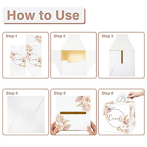 LIKAJON 1 Pack Boho Floral Card Box Holder for Party, 8.7" Card Box for Wedding, Gift Card Box for Birthday, Wedding, Baby Shower, Retirement, Anniversary, Bridal Shower, Raffle Ticket