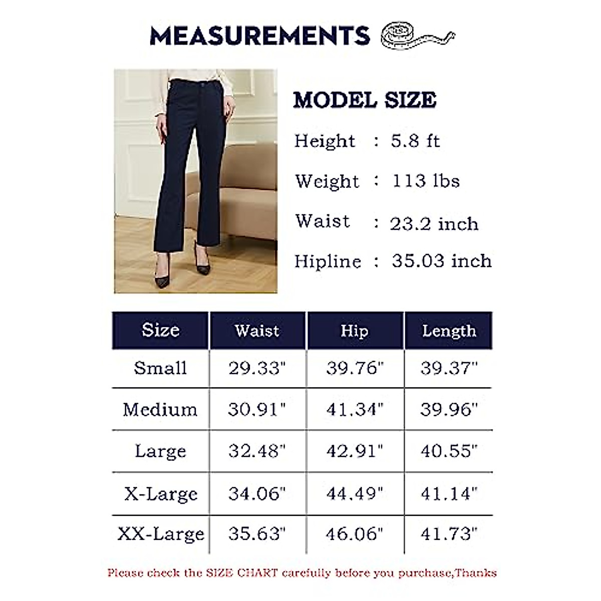 FHMLS Women's Fit Straight Leg Suit Pant,Ease into Comfort Bootcut Pant with Elastic Band, Office Business Casual Work Pants with Pockets (Navy, XXL)