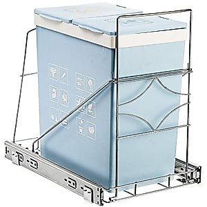 Youeon Pull Out Trash Can Under Cabinet, Adjustable Heavy Duty Under Sink Trash Can Pull Out, Slide Out Garbage Shelf for Kitchen Cabinet, Trash Can Not Included