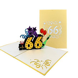 ALPHAK Happy 66th Birthday 3D Pop Up Card, Birthday 3D Greeting Card, 66th Birthday Gifts