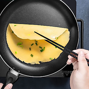 Chopsticks, YFWOOD 5 Pairs Fiberglass Chopsticks - Reusable Japanese Chinese Chopsticks Dishwasher Safe, Non-Slip,9.6 Inch- Black