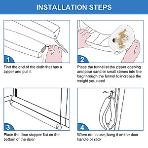DCUINS Door Draft Stopper 36 Inch, DIY Self-Filling Draft Guard for Bottom of Door, Noise Blocker for Doors and Windows, Machine Washable, Gray