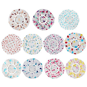 11 Pieces Waterproof Shower Caps Elastic Reusable Plastic Bathing Hair Cap Lady Salon Hat for Kids Girls and Women, Assorted Patterns