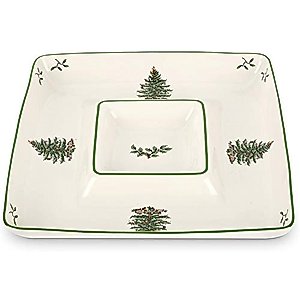 Spode Christmas Tree 12 Inch Square Chip and Dip Platter